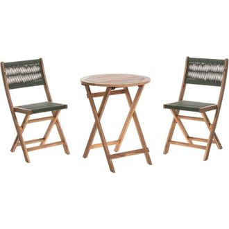 Beliani Bistro Set klappbar PROSSEDI Akazienholz Gr&uuml;n