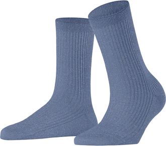 Falke Damen Socken Shiny W So Viskose einfarbig 1 Paar, Blau Eisblau 6283, 35-38