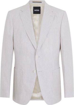 HUGO BOSS Homme, Vestes, Gris, Taille: XL Veste crois&eacute;e en tissu ray&eacute;