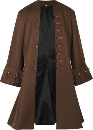 Generic Costume steampunk pour homme - Coupe ample - Manteau gothique pour homme - Veste m&eacute;di&eacute;vale r&eacute;tro victorienne - Jupe de marche - Trench - Uniforme - V&ecirc;