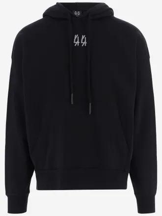 44 Label Group Mens Cotton Logo Hoodie Black Sweatshirts Sweater