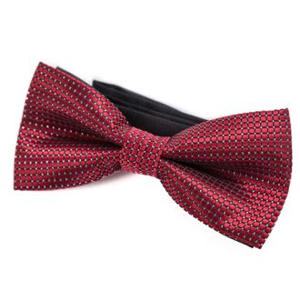 DonDon Edle silber gepunktete rote Fliege bzw. Schleife mit Haken - bereits gebunden und verstellbar