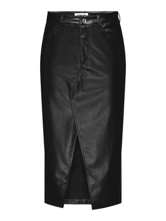 Only Damen ONLLOLA-ELYNA HW Metal Long Skirt PNT Rock, Black, X-Small