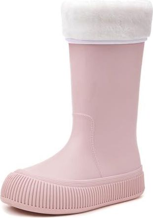 Generic Bottes de pluie en caoutchouc pour femme, doublure en peluche, amovibles et lavables, bottes de pluie mi-mollet pour femme, chaudes, imperm&eacute;ables, ant