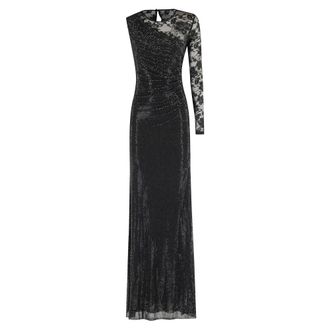 Self Portrait Rhinestone Lace Sleeves Maxi Dress - - Dresses - Damen - Schwarzk - XS