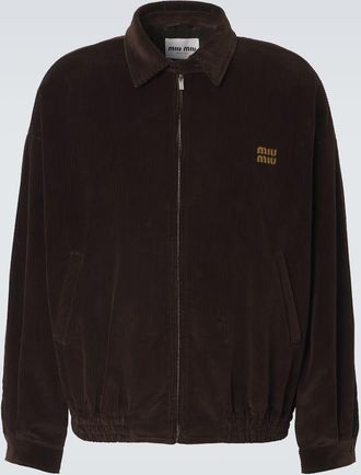 Miu Miu Veste blouson en velours c&ocirc;tel&eacute;