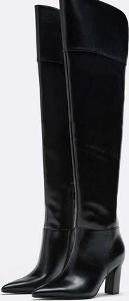 Stradivarius Overknee-Stiefel in Schwarz mit hohem Absatz