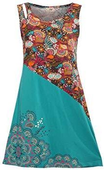 Coline Robe Ethnique sans Manche - Couleur : Petrole - Taille : L