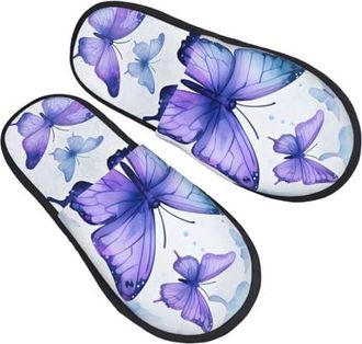 Generic Papillons Aquarelles Printemps Pantoufles Moelleuses Maison Pantoufles En Peluche Respirantes Chaussures Pour Homme Unisex Int&eacute;rieur L