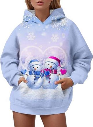 Generic Femmes L&acirc;che Automne Hiver Top No&euml;l Mignon Bonhomme de Neige Imprimer Casual Pullover Hoodie Sweatshirt, violet, XXL