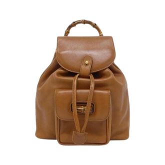 Gucci Sac &agrave; dos en cuir doccasion - Femme - Pre-owned - Brun - Taille: ONE Size