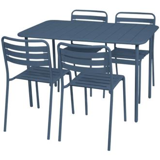 Sweeek Sweeek - Ensemble table et chaise de jardin 4 places - Table rectangulaire en acier avec traitement antirouille - Dimensions 120x70xH72.5cm