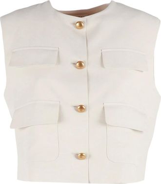 P.A.R.O.S.H. P.a.r.o.s.h., Femme, Vestes, Beige, Taille: 40 FR Wool Gilet