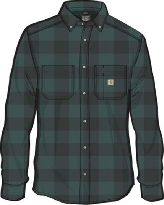 Carhartt Work in Progress Herren Workwear Relaxed Fit Midweight Flannel L/S Plaid Shirt, Slate Green, XXL