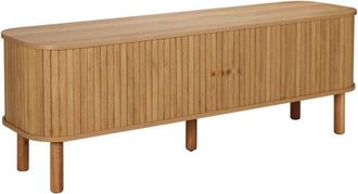 Oviala Meuble TV scandinave rectangulaire 2 portes L150 cm effet bois clair