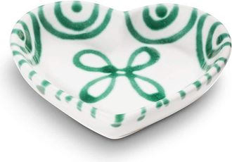 Gmundner Keramik Herzschale Grösse: l= 8.8 cm x b= 10 cm x h= 2.4 cm Grüngeflammt Geschirr, handgemacht in Österreich