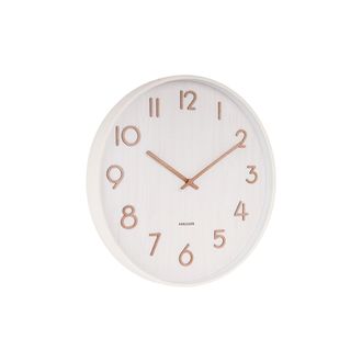 Karlsson Wanduhr Pure - Wei&szlig; - &Oslash;40cm - Rund - Lindenholz - Wanduhr Modern Wohnzimmer - Wanduhren