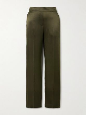 Joseph Pantalon Droit En Satin De Soie Tova - Vert