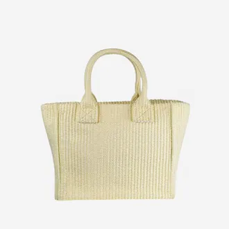 Pinko Womens Shopping Bag Raffia Yellow Polypropylene Shoulder