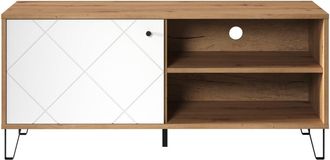 Trendteam Touch - Lowboard - Weiß/Eiche - TV-Unterteil mit 1 Tür und 2 offenen Fächern - Fronten mit dekorativer Fräsung - (BxHxT) 123 x 56 x 40 cm - extravagan