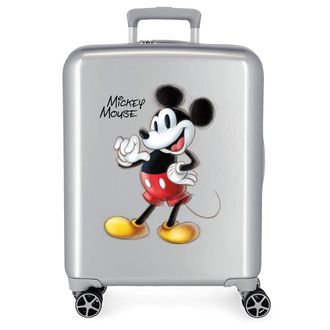 Disney 100 Mickey Joyful Grauer Kabinenkoffer 40 x 55 x 20 cm, starres ABS, integriertes TSA-Schloss, 38,4 l, 2 kg, 4 Doppelrollen, Handgep&auml;ck