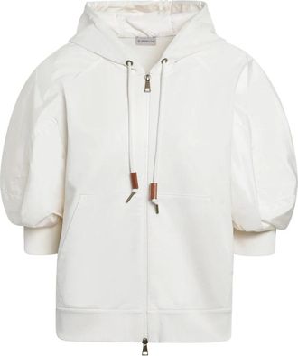 Moncler Femme, Sweatshirts et sweats &agrave; capuche, Blanc, Taille: 38 FR Zip Up Cardigan