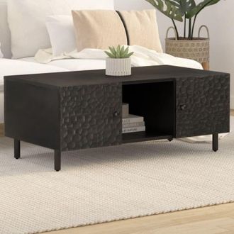 vidaXL Table basse noir 100x54x40 cm bois massif de manguier Vidaxl
