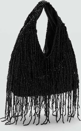 Mango Sac port&eacute; main franges noir - Femme - Taille unique - MANGO
