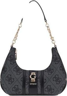 Guess sac à épaule Erenia Top Zip Shoulder Bag Coal Logo gris foncé