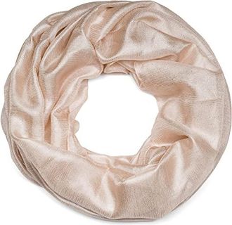 styleBREAKER Foulard femme loop léger et soyeux avec paillettes en couleurs unies, foulard tubulaire, écharpe 01016214, couleur:Crème-beige
