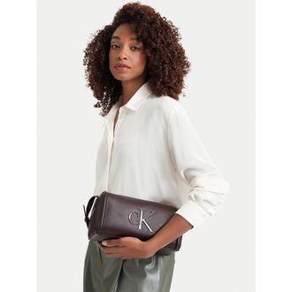 Calvin Klein Handtasche Calvin Klein Bold Ck Slouchy Shoulder Bag LV04F3894G Dunkelbraun