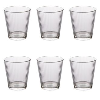 Villa D'Este Home Tivoli 6er Set Wassergl&auml;ser aus Glas 350ml Dekor Streifen Nice