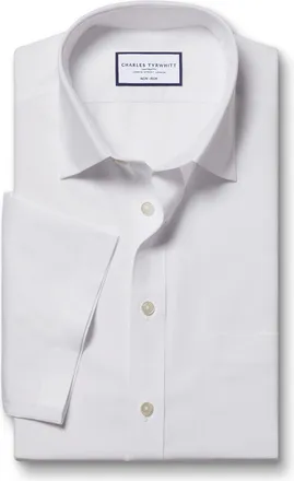 CHARLES TYRWHITT Bügelfreies Popeline-Kurzarmhemd - Weiß
