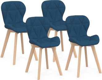 IDMarket Set mit 4 St&uuml;hlen aus Stoff, Entenblau, f&uuml;r Esszimmer