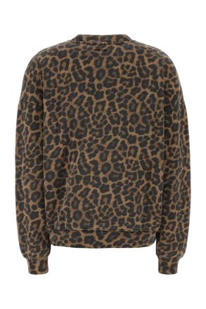 Anine Bing Womens Printed Cotton Oversize Miles Sweatshirt Blackandbrownleopard Exterior: Felpe Sweater