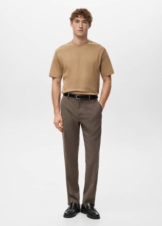 Mango Medium weight regular fit T-shirt marron moyen - Homme - XXL - MANGO MAN