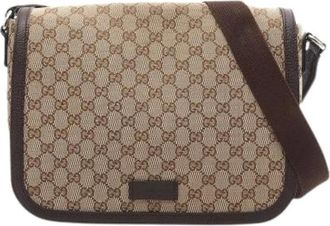 Gucci Sac bandouli&egrave;re en toile GG et cuir Pre-owned - Femme - Pre-owned - Brun - Taille: ONE Size