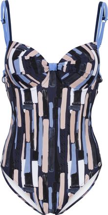 Fashy Damen Badeanzug (aus 80% recyceltem Material), mit Schalen, blau