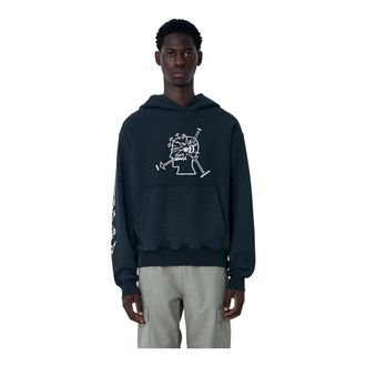 Brain Dead Logo Baumwoll Kapuzenpullover - - Sweatshirts & Hoodies - Herren - Schwarzk - XL