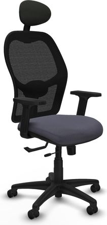 Piqueras y Crespo Schreibtischstuhl aus grauem Netzstoff, mit 2D-Armen, h&ouml;henverstellbare Lendenwirbelst&uuml;tze und festes Kopfteil, ausgestattet mit Syncro/Traslack und S