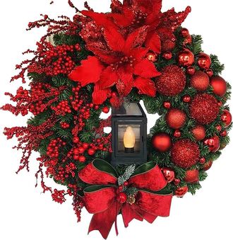 Generic K&uuml;nstlicher Weihnachtskranz f&uuml;r T&uuml;r Weihnachten Weihnachtskranz - T&uuml;rkranz Weihnachten Au&szlig;en Adventsgestecke Weihnachts-Kranz Weihnachts-Kranz mit Bel