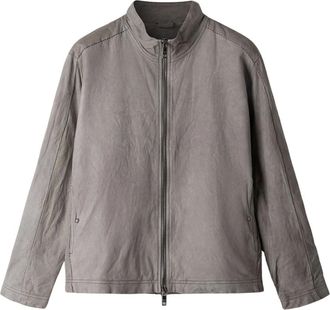 Giorgio Brato Homme, Vestes, Gris, Taille: XL Veste en cuir &agrave; col montant