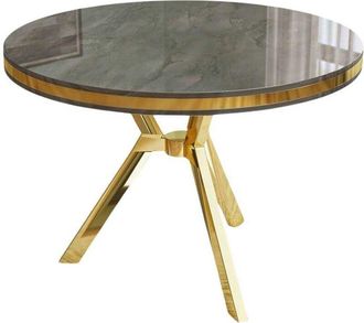 Asir Group LLC Table de repas ronde pieds métal Mos
