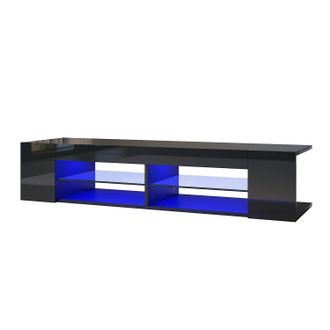 Sonni TV Board, Fernsehtisch, Lowboard, mit LED Beleuchtung, 12 Farben k&ouml;nnen eingestellt Werden, Glasb&ouml;den, Hochglanz, TV Schrank, Fernsehschrank, TV-Regal