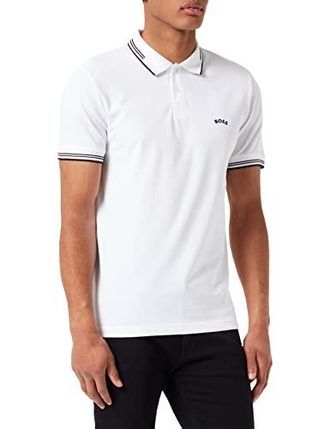 HUGO BOSS BOSS Hommes Paul Curved Polo Slim Fit en Coton Stretch à Logo incurvé
