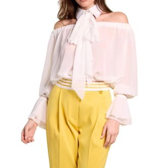 Elisabetta Franchi Femme, Blouses et Chemises, Blanc, Taille: 38 FR Ivory Shirt