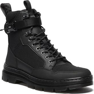 Dr. Martens Bottes de combat unisexes pour adulte, Toile hexagonale recyclée noire + ajax, 12 Women/11 Men