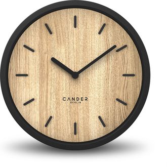 Cander Berlin MNU 2030 V Wanduhr lautlos 30 cm Holzfurnier Eiche Vintage ohne Tickgeräusche modern schwarz Wohnzimmer Küche