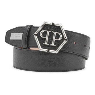 Philipp Plein Femme, Accessoires, Noir, Taille: 75 CM Leather Belt Hexagon
