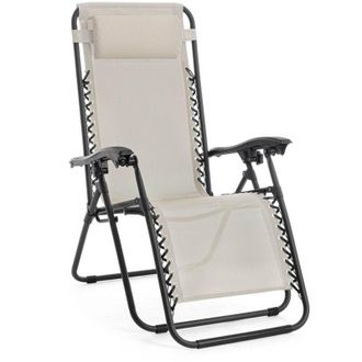 BIZZOTTO Bizzotto - Klappbarer Sonnenstuhl Wayne Hellgrau - 163x65x110 cm